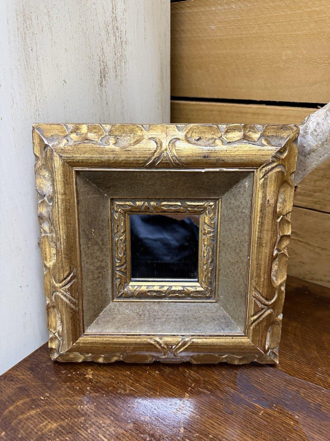 Small Ornate Gold Square Mirror – Antique Style Wood - Etsy