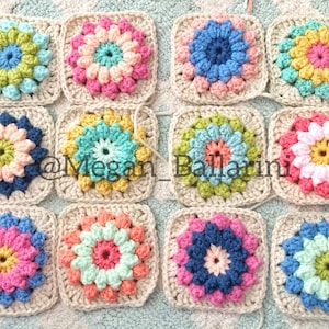 Double Bloom Crochet Flower Granny Square Pattern - Etsy