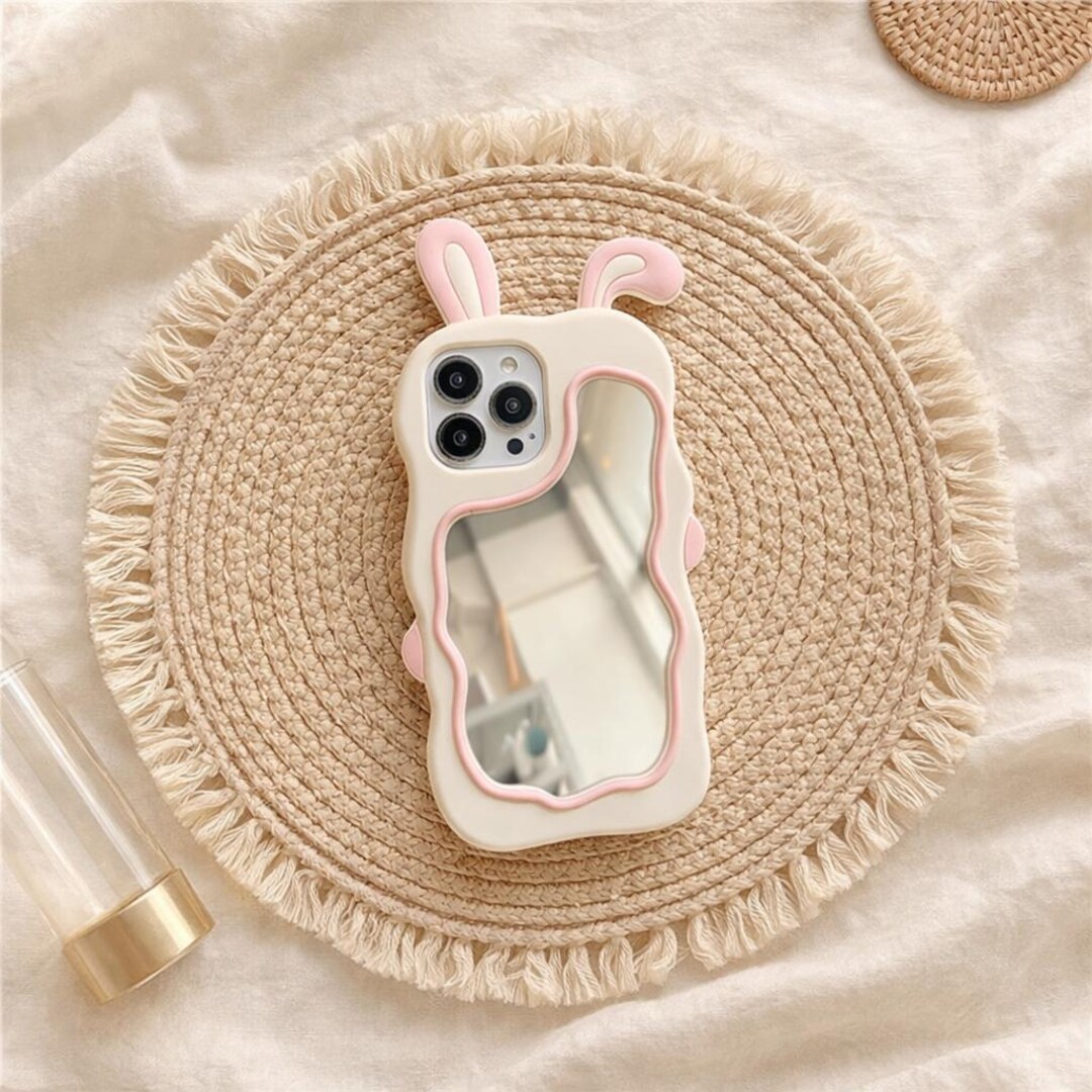 Bunny Ears Aesthetic iPhone Case, Cute Mirror Phone Case, Kawaii Rabbit ...