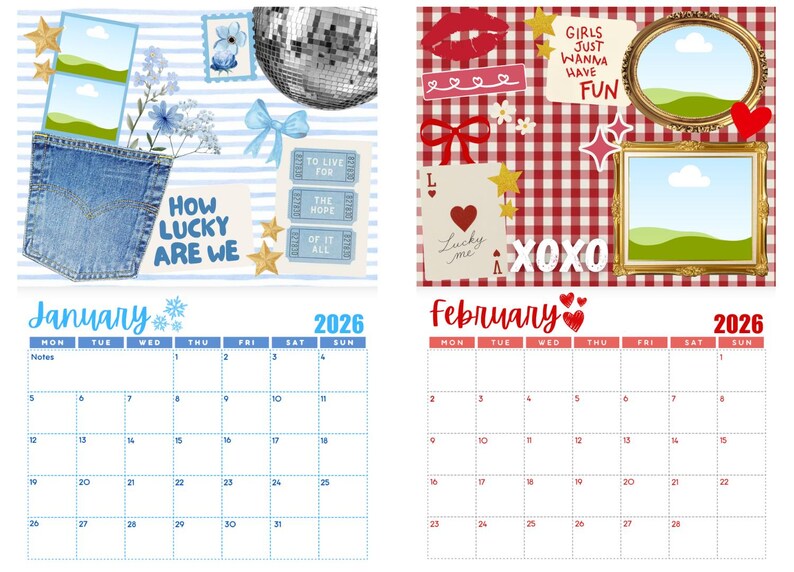 2026 Custom Calendar Template – Canva Design (digital Download) - Etsy