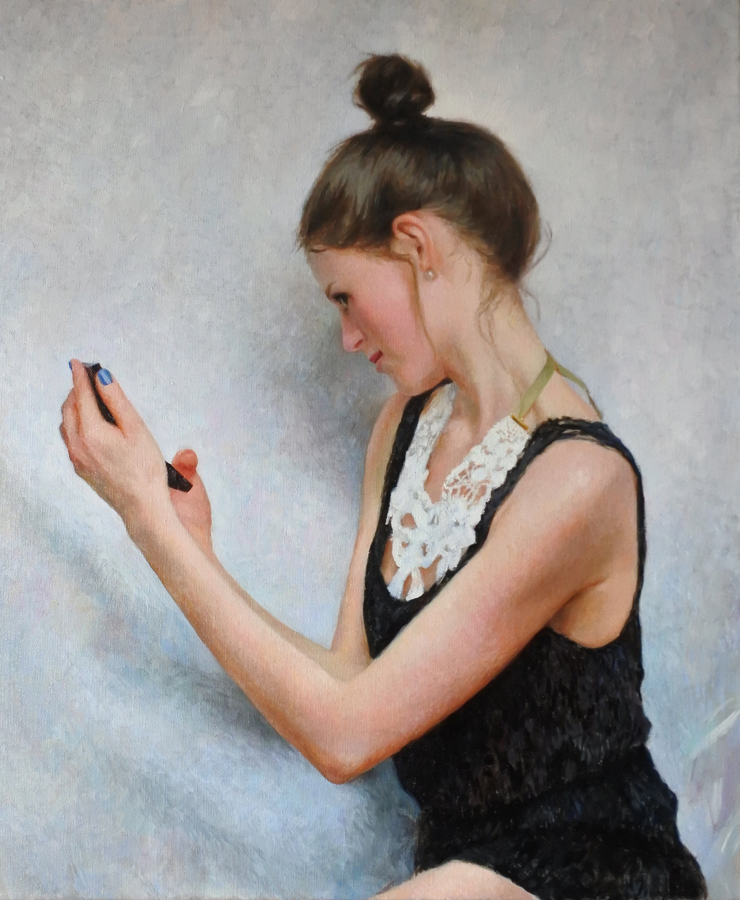 Mirror, Original Oil Painting on Canvas of a Woman Looking Into a ...