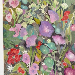 Sebastian Flowers, Tropical Flower Painting, Original Gouache Painting ...