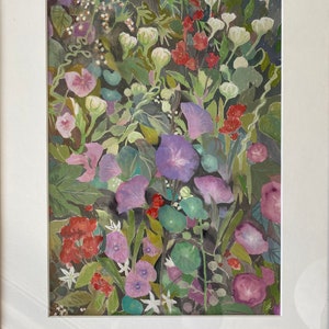 Sebastian Flowers, Tropical Flower Painting, Original Gouache Painting ...