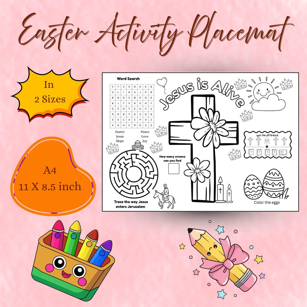 Christian Easter Activity Placemat for Kids | Jesus is Alive Printable ...
