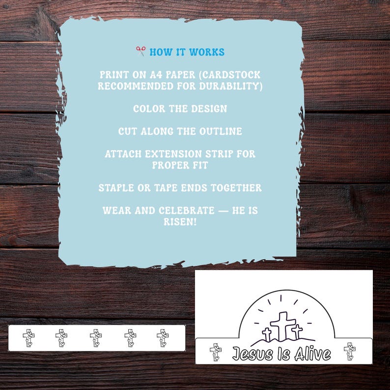 Jesus is Alive Kids Easter Headband Paper Crown Craft Printable Easter ...