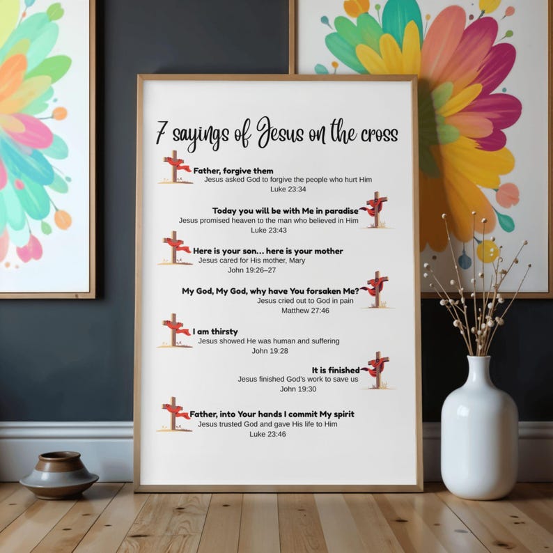 7 Sayings of Jesus Cross Printable | Christian Easter Decor| Kids ...