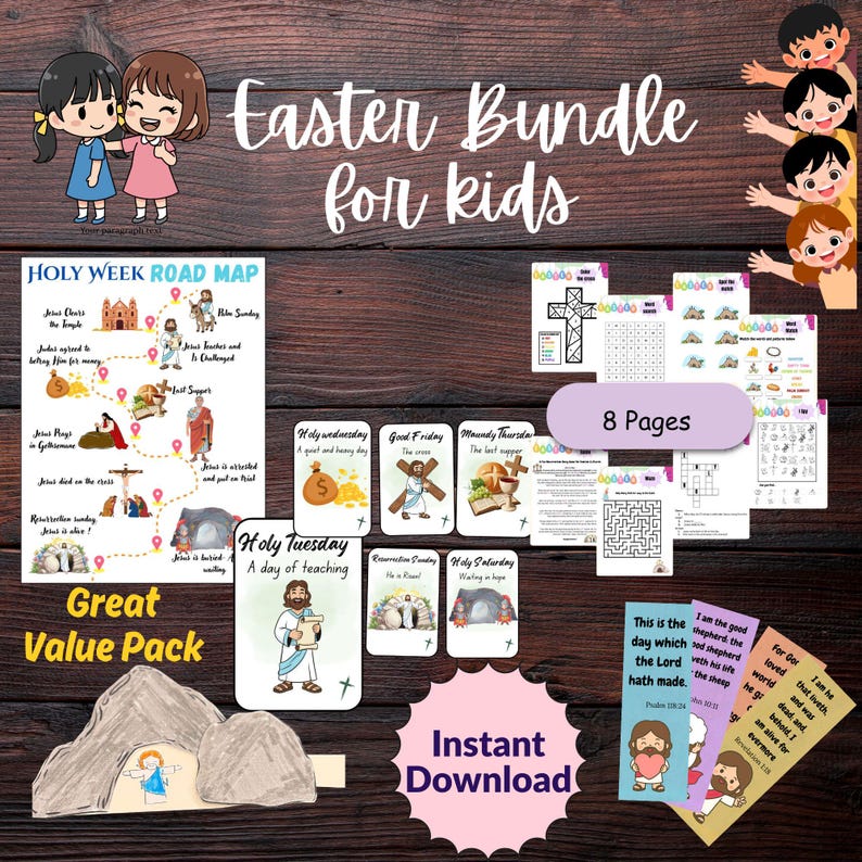 Holy Week Activity Pack for Kids| Easter Sunday School Printable Bundle ...