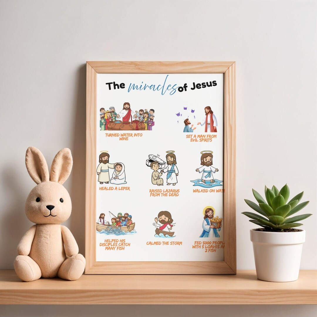 Jesus Miracles Poster | Christian Nursery Decor |sunday School Art ...