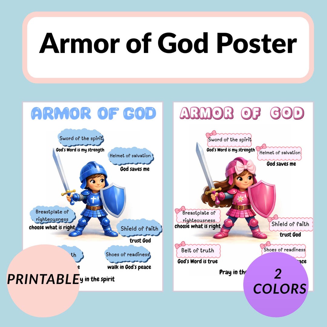 Armor of God Poster | Kids Christian Wall Art | Bible Lesson for ...