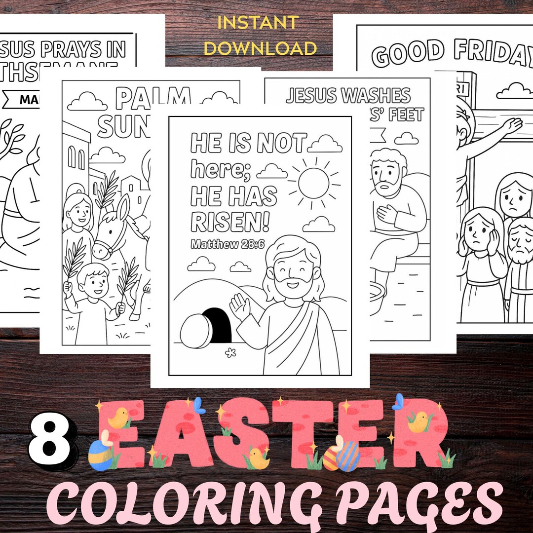Printable Easter Story Coloring Pages for Kids, Christian Easter ...