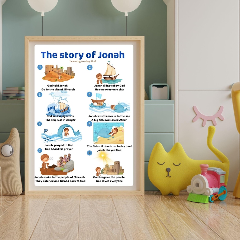 Jonah and the Whale Printable Poster & Flash Cards | Sunday School ...