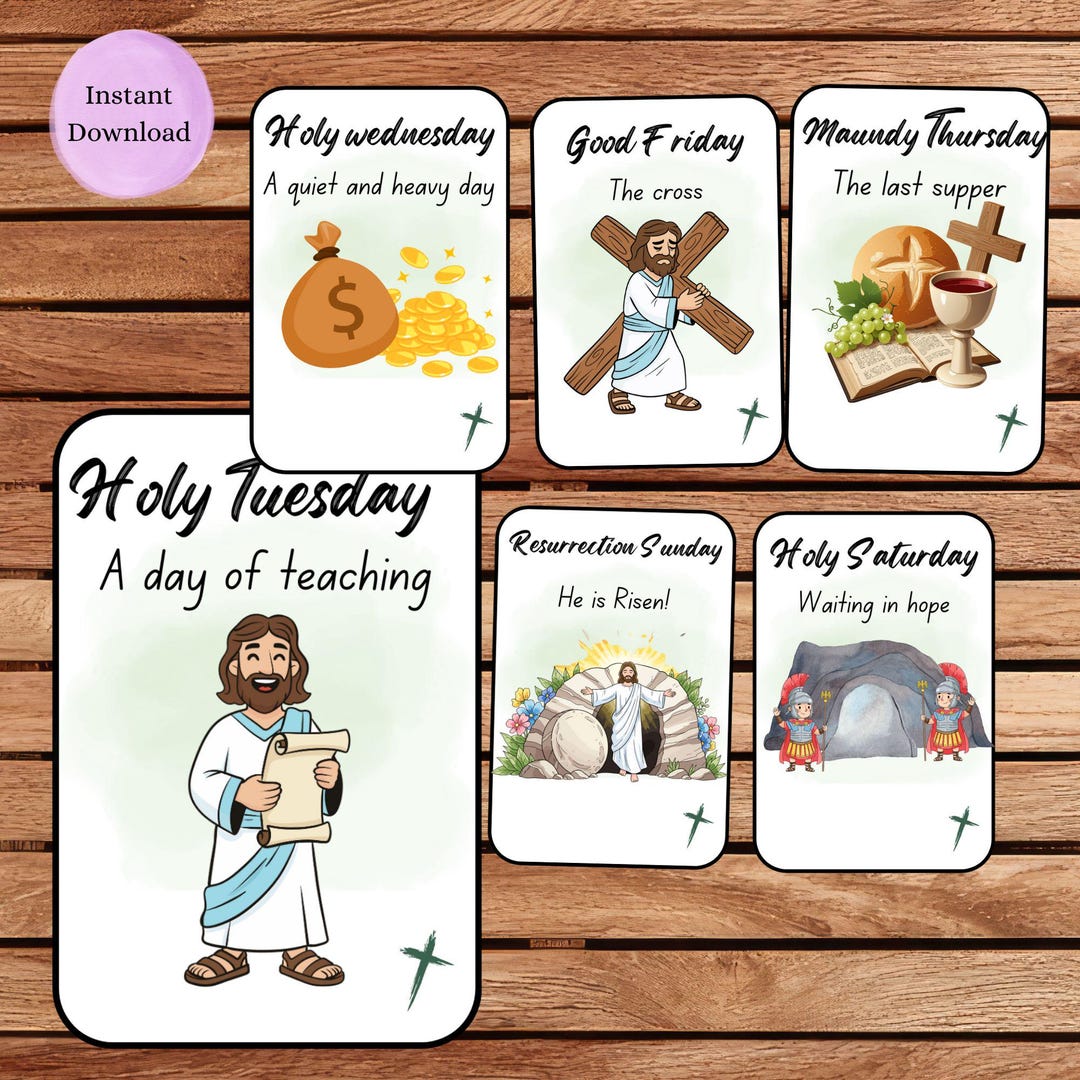 Easter Bible Story Cards Printable for Kids | Sunday School Activity ...