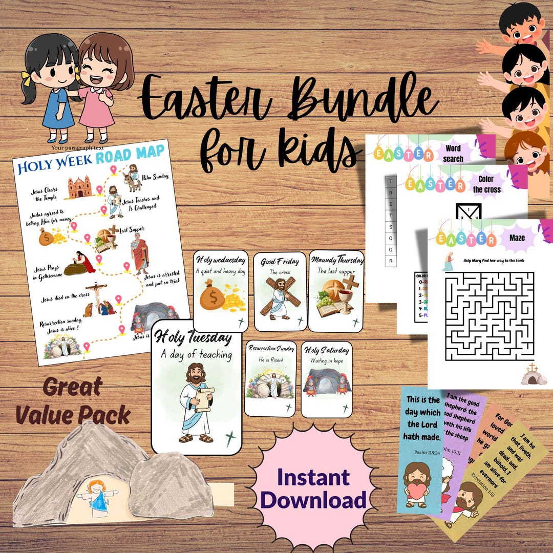 Holy Week Activity Pack for Kids| Easter Sunday School Printable Bundle ...