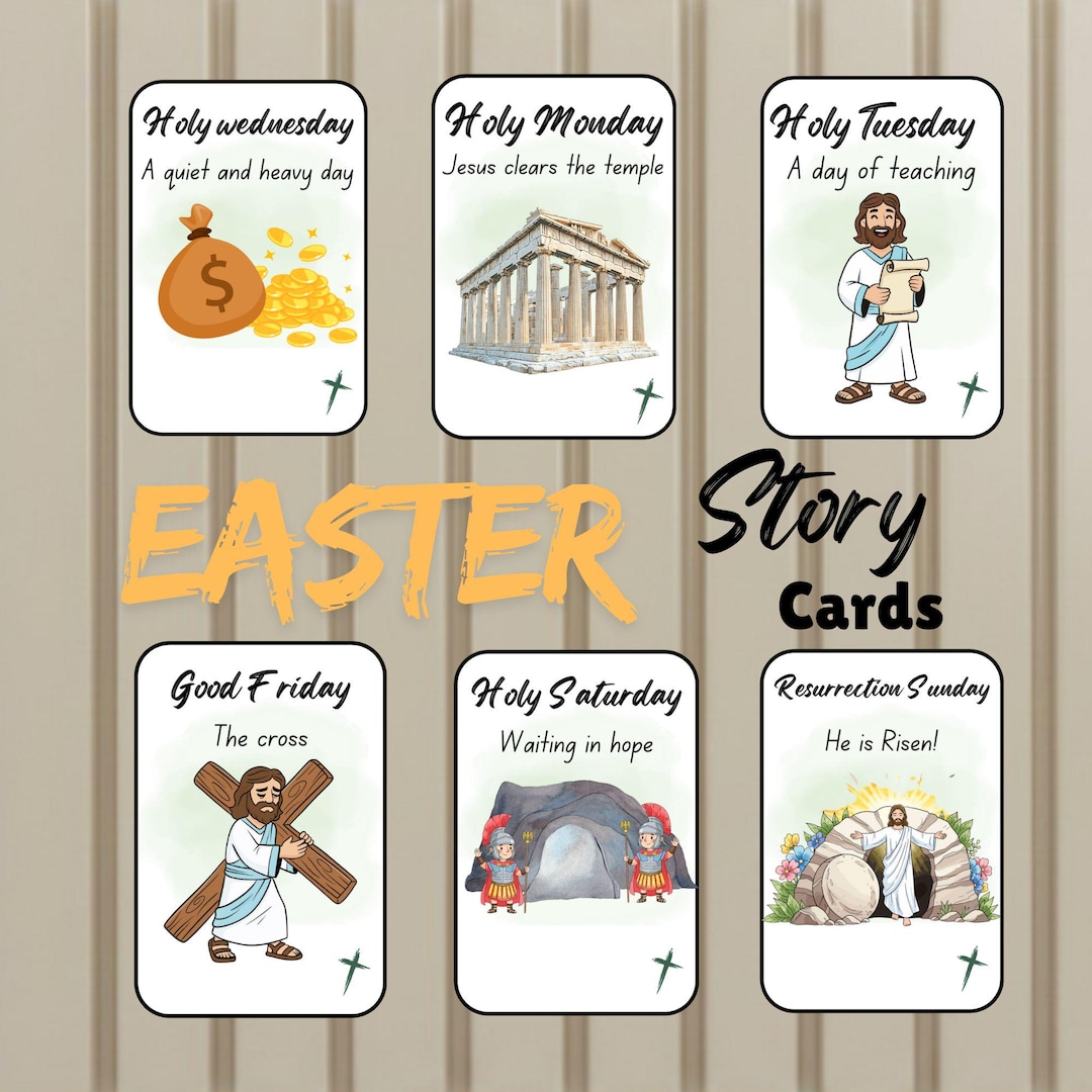 Easter Bible Story Cards Printable for Kids | Sunday School Activity ...