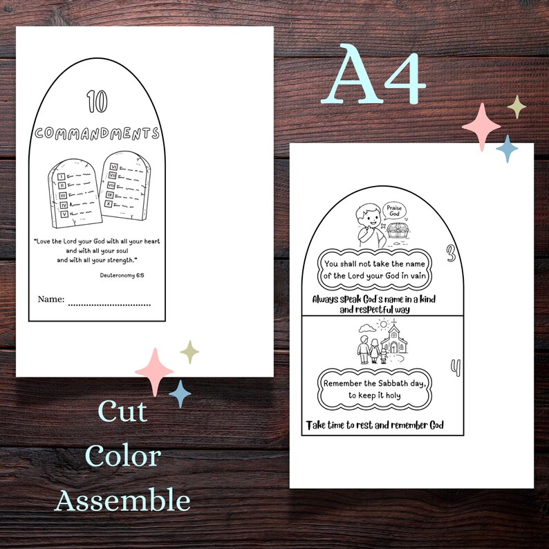 10 Commandments Flip Book Printable | Bible Craft for Kids | Sunday ...