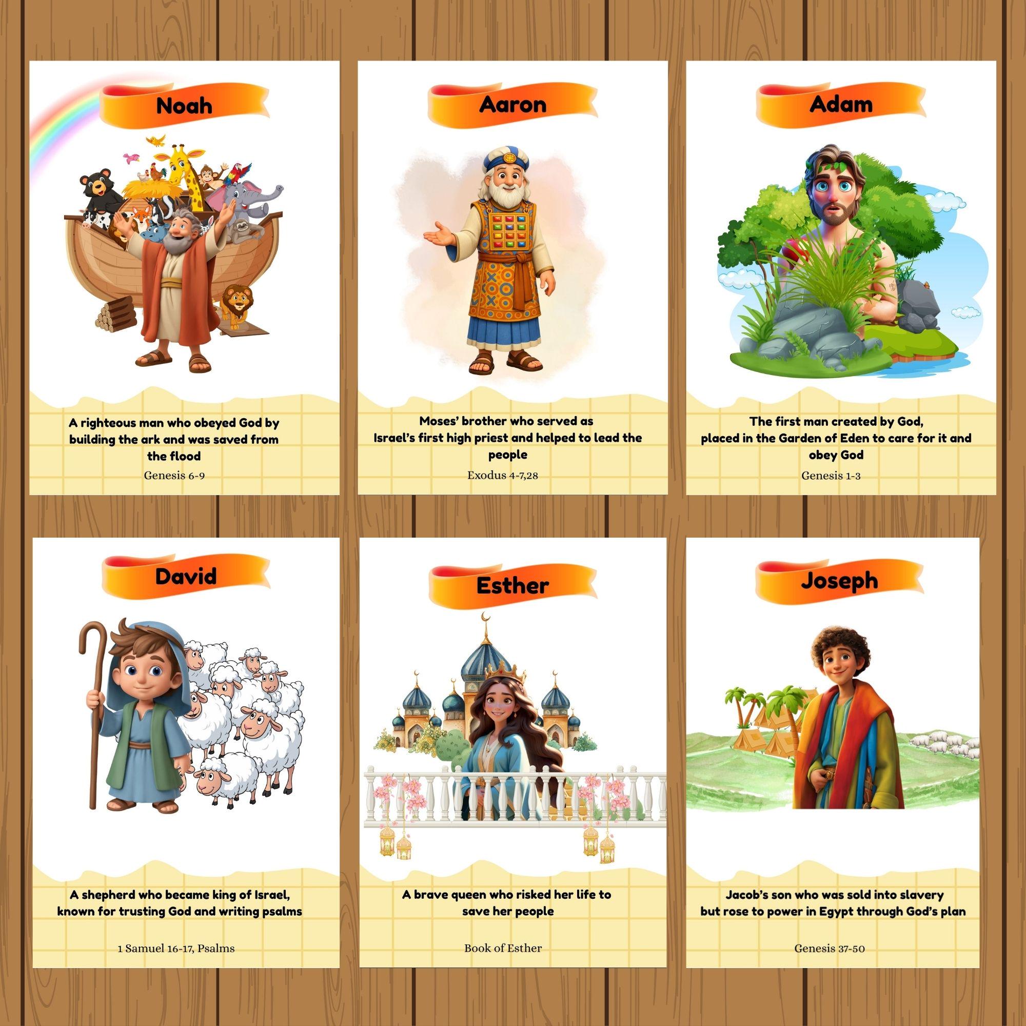 Old Testament Bible Character Flash Cards Sunday School Home School ...