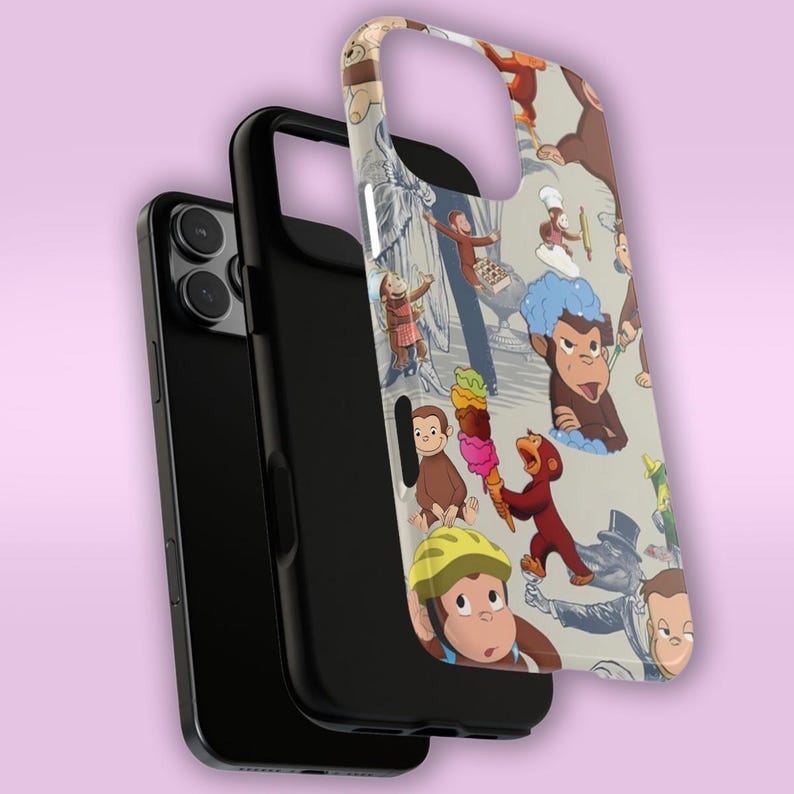 Curious Monkey George iPhone Case, Animal Collage Protective Covers - Etsy
