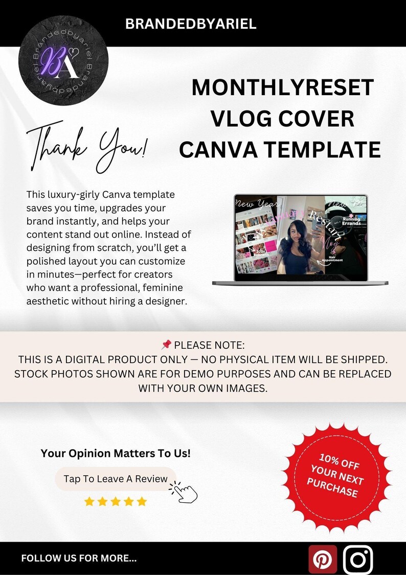 Monthly Reset Vlog Cover Canva Template | Lifestyle Youtube Thumbnail ...