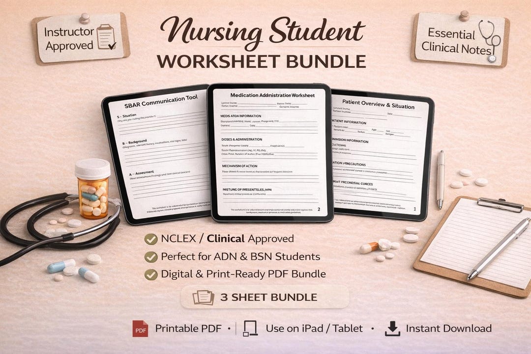 Nursing Clinical Worksheet Bundle | Patient Overview, SBAR ...