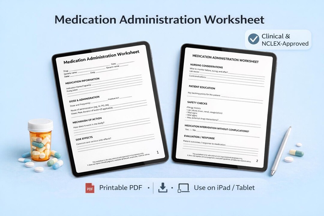 Medication Administration Worksheet for Nursing Students | Med Safety ...