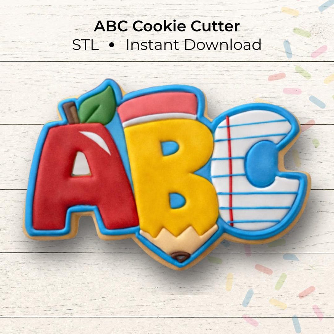 ABC Cookie Cutter STL | 3D Printable School Cookies (digital Download ...