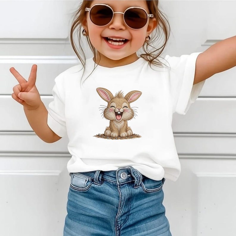 Happy Bunny Rabbit Woodland Animal Embroidery Design, Instant Download ...