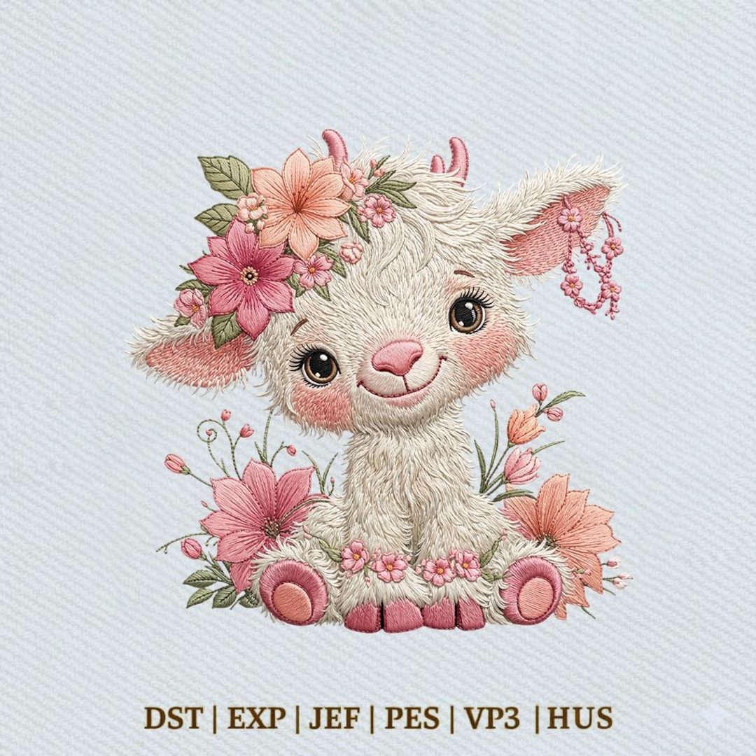Cute Lamb With Flowers, Baby Sheep Floral Design, Spring Animal ...