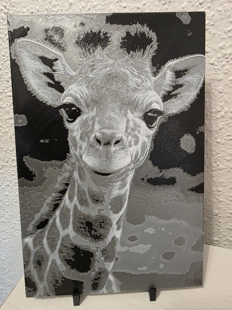 3D Giraffe Art Panel, Holographic Display Stand - Etsy