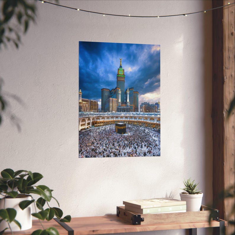 Mecca Kaaba & Clock Tower Poster | Islamic Wall Art Print - Etsy