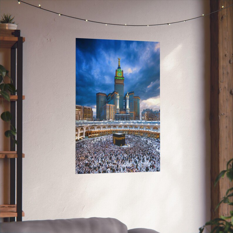 Kaaba & Clock Tower Mecca Poster | Islamic Wall Art Print | Masjid Al ...