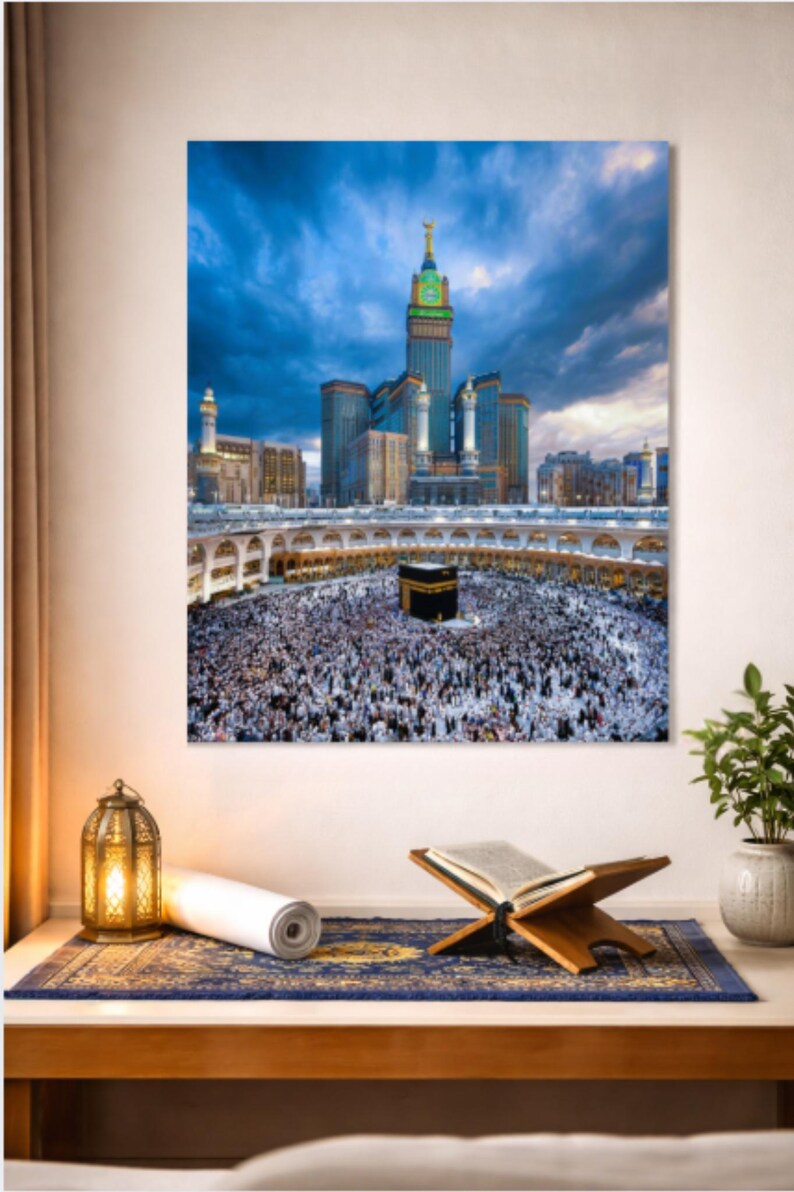 Kaaba & Clock Tower Mecca Poster | Islamic Wall Art Print | Masjid Al ...