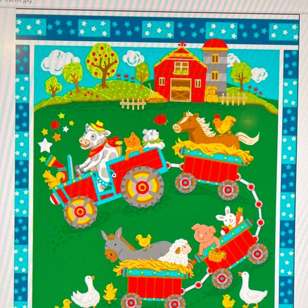 Tractor Quilt Panel - Etsy