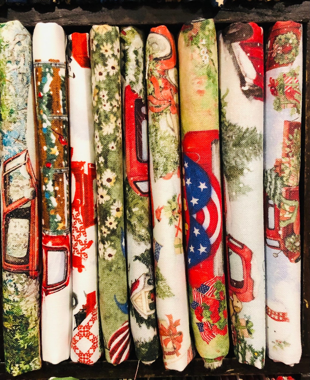 9 Pick up Truck Theme Fat Quarters - Susan Winget - Henry Glass - Tim ...