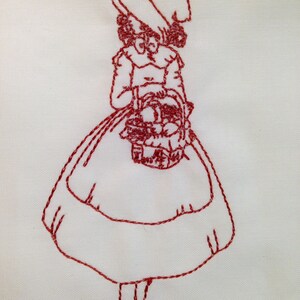 10 Redwork Machine Embroidery Squares - Thanksgiving Sun Bonnet Girls ...