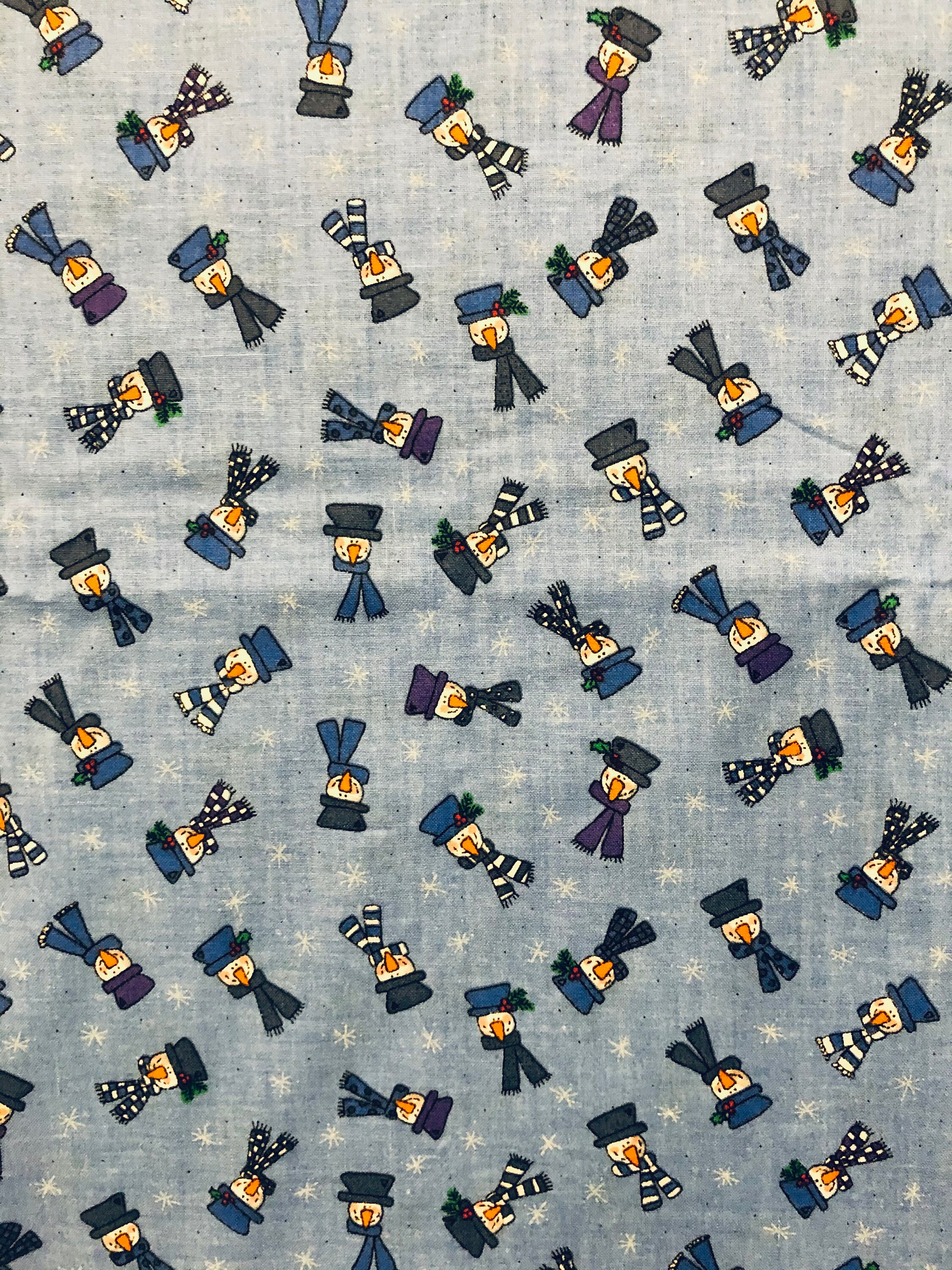 Vintage Snowman Fabric 1-3/4 Yards All Over Print - Etsy Singapore