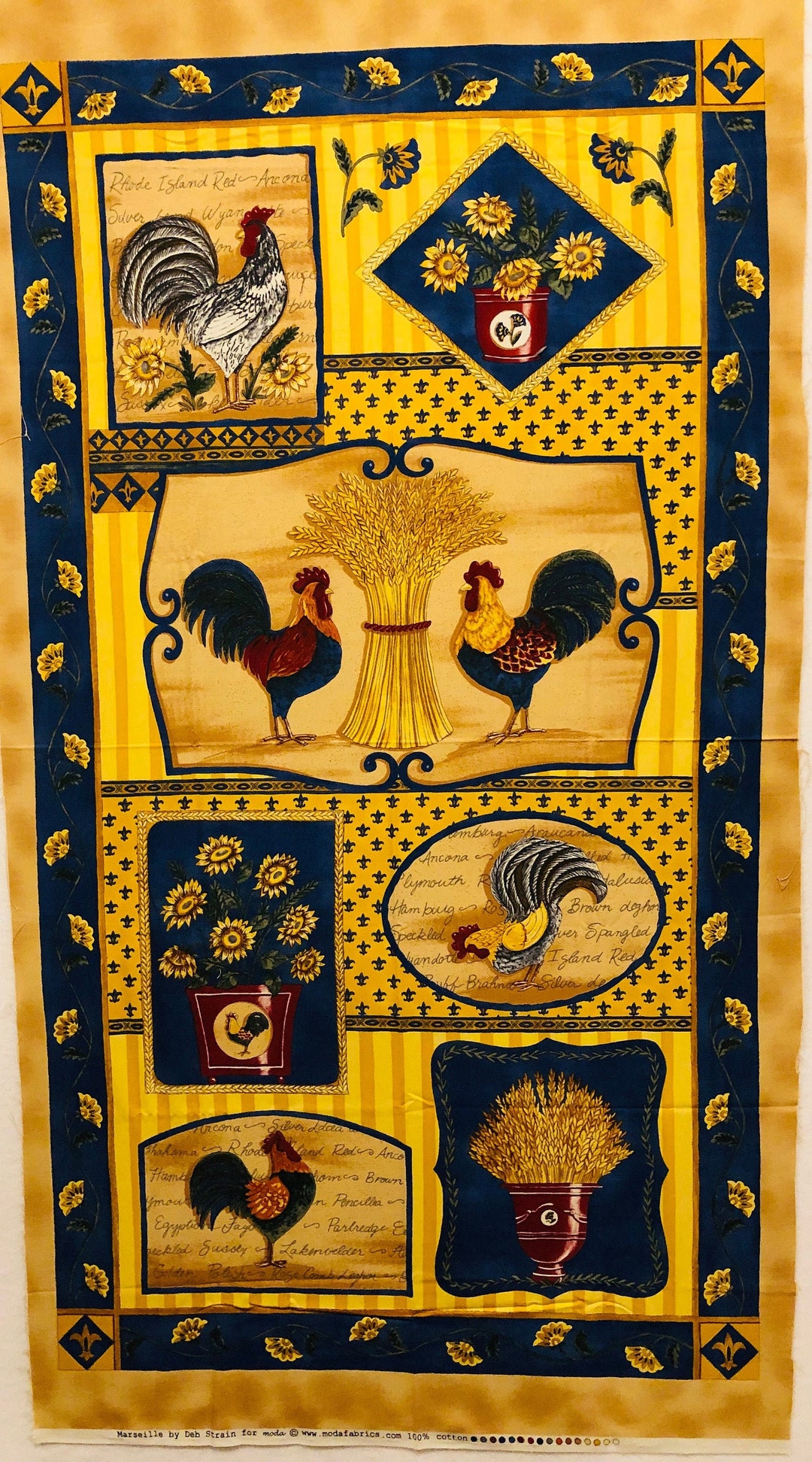 LAST PANEL! Moda Fabric Panel - Marseille by Deb Strain - Roosters ...