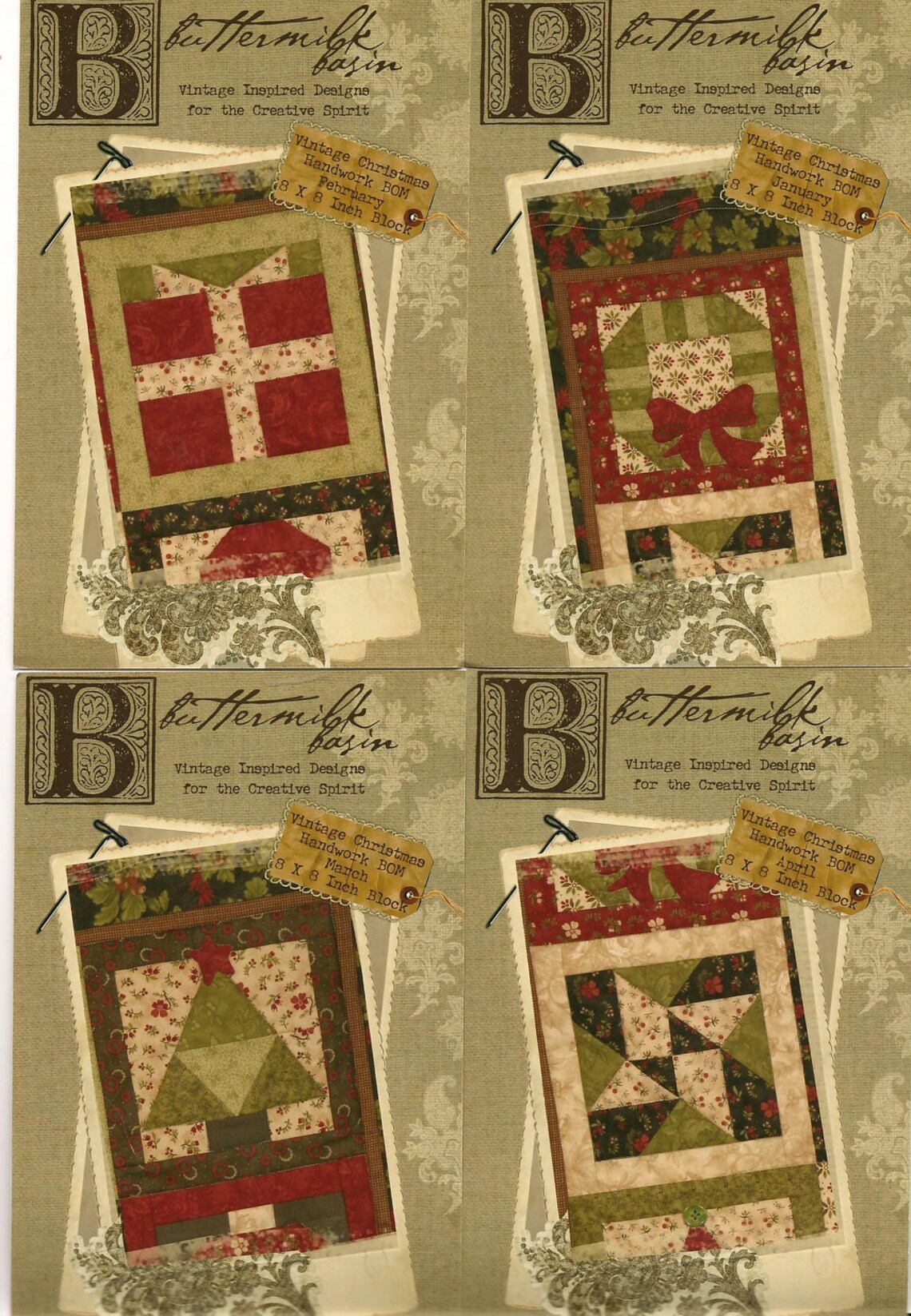 Vintage Christmas Handwork Quilt Block of the Month 2008 - Etsy