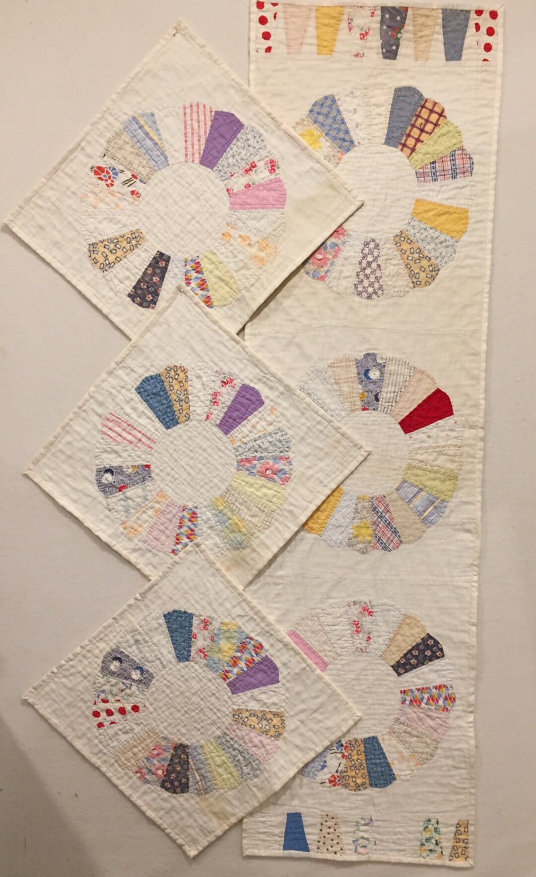 Hand Quilted Table Centerpiece or Table Runner - Reversible - Dresden ...