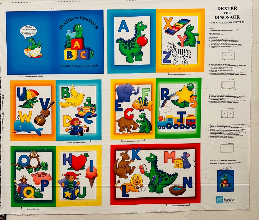 Dexter the Dinosaur - QT Fabrics - Soft Book - Alphabet - Number 26932 ...
