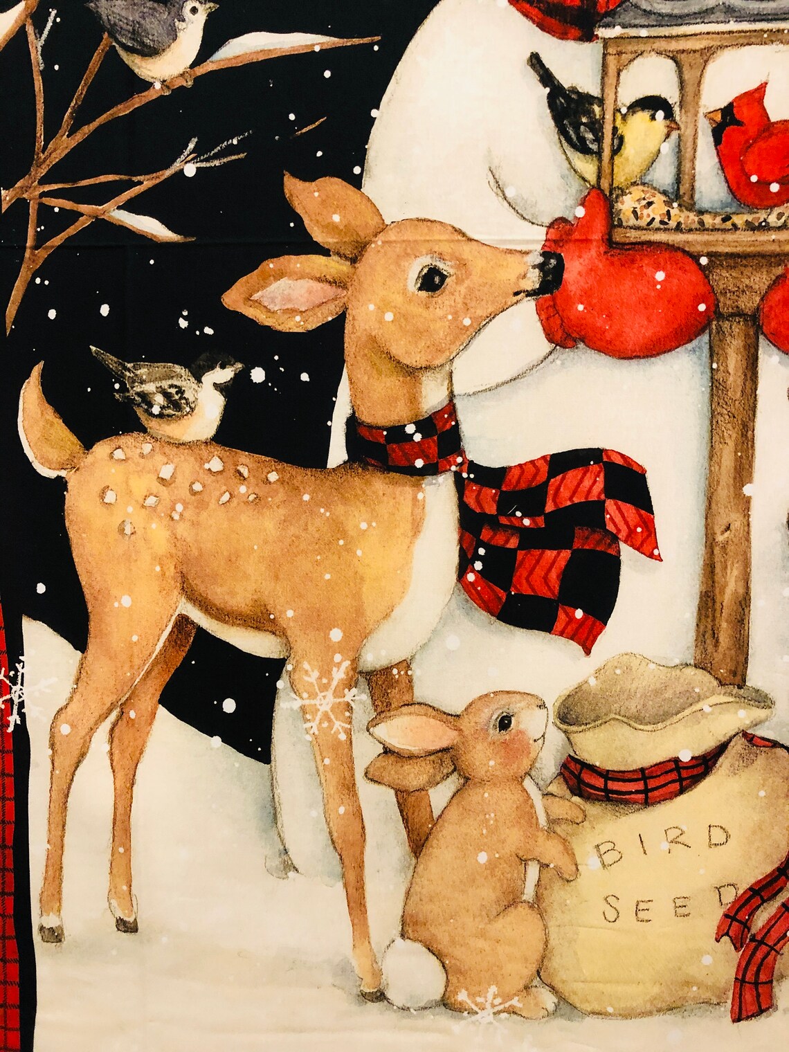 Springs Creative Snowman Deer Panel CP69112 Susan Winget | Etsy