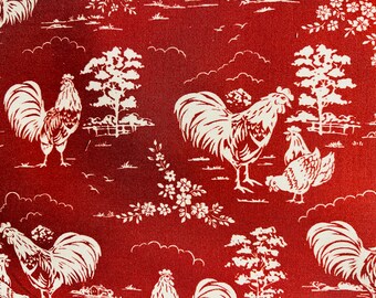 Farmers Roosters Cotton Fabric by the Yard - Etsy