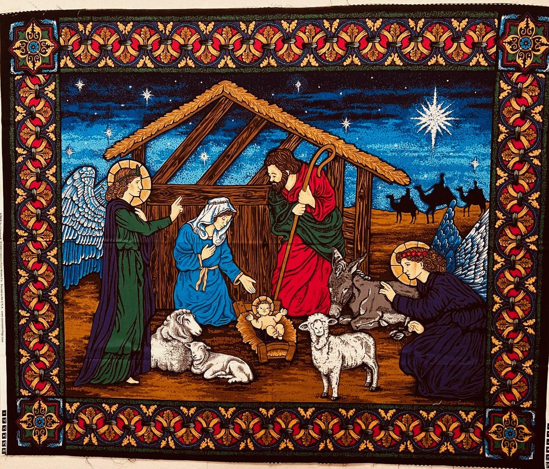 Vintage Nativity Scene - Cranston Print Works - 36" X 45" - Out of ...