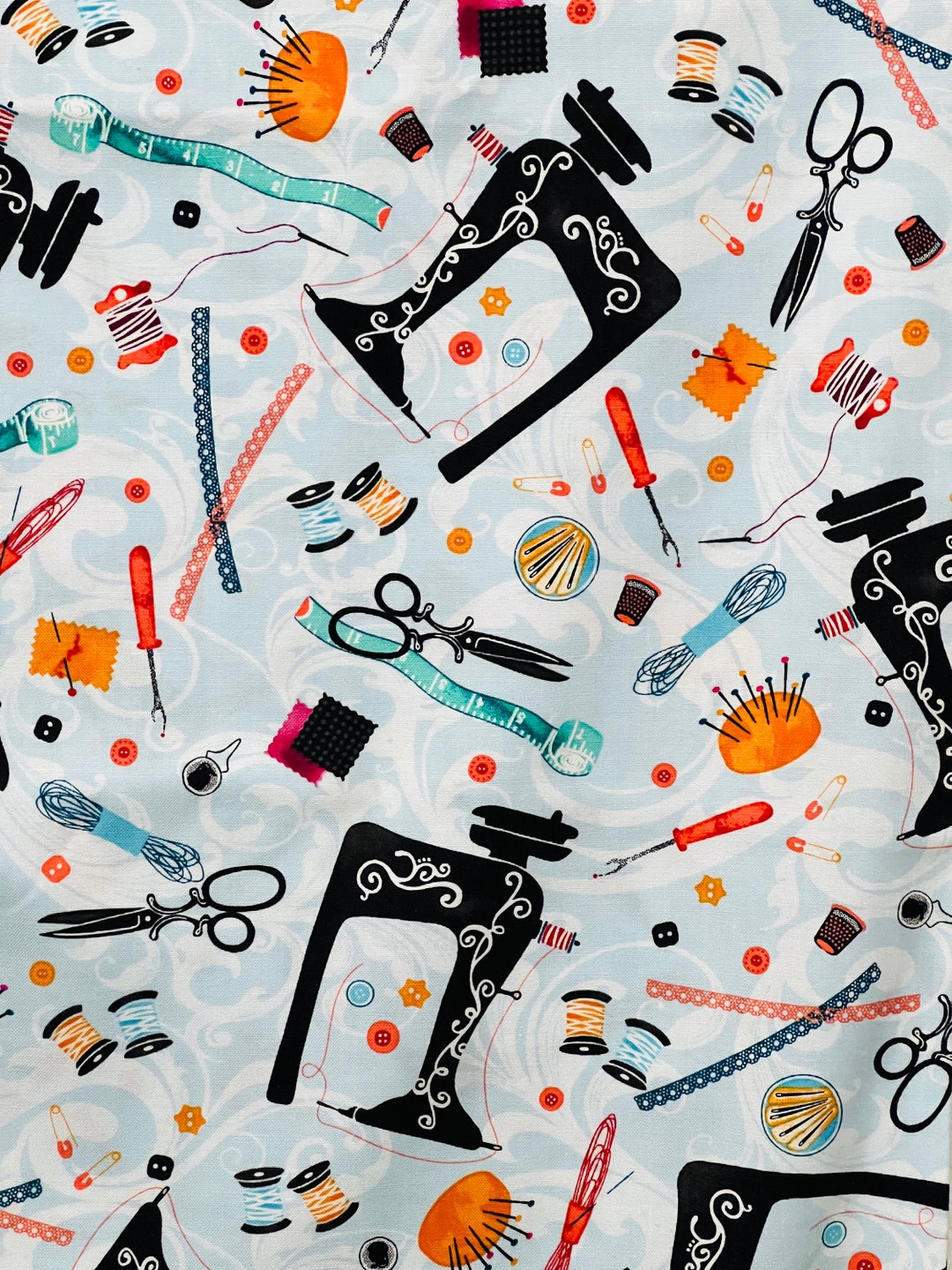AKO Fabric - Handmade With Love - Sewing Machine Print - #72508 - 2 ...