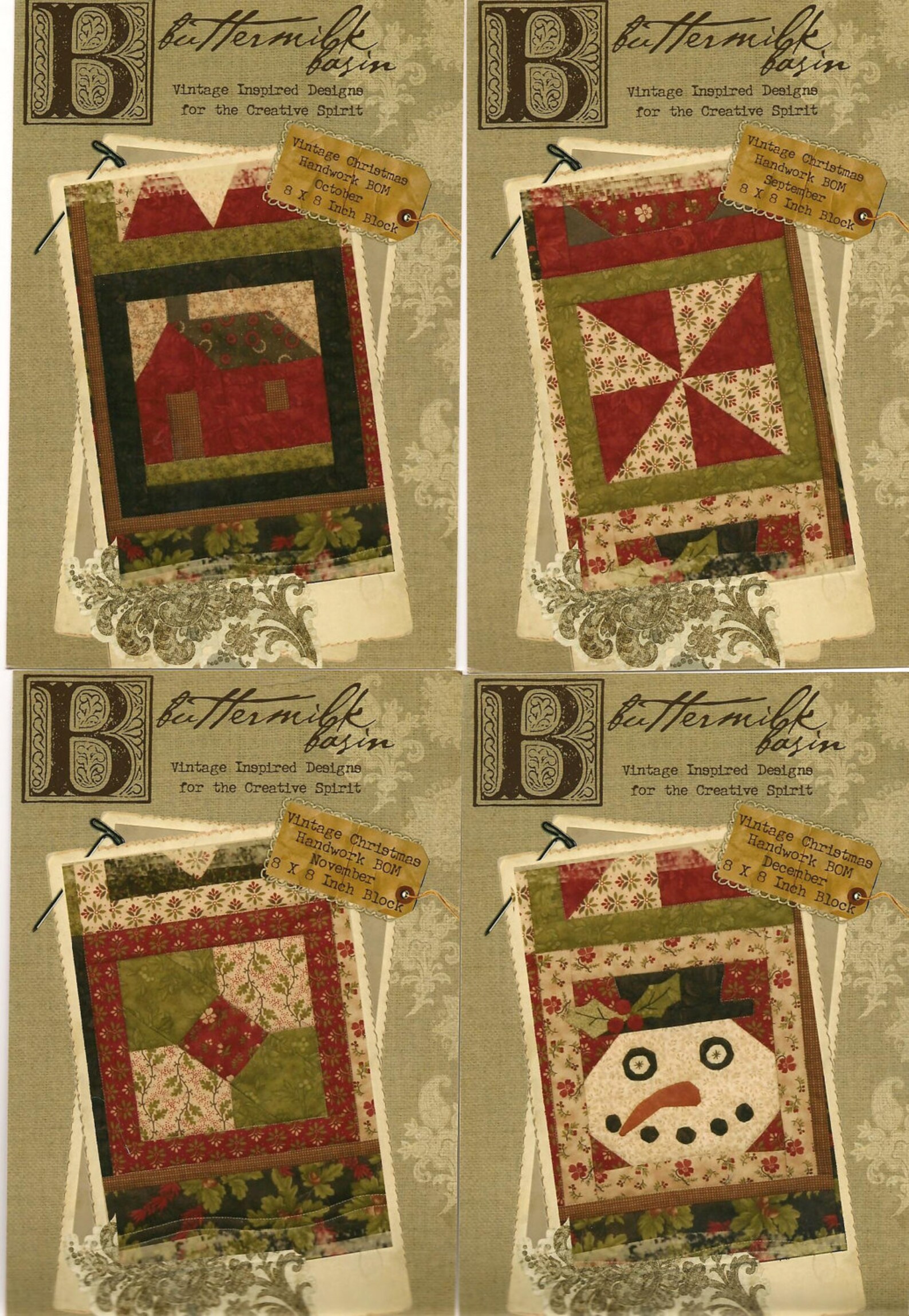 Vintage Christmas Handwork Quilt Block of the Month 2008 - Etsy