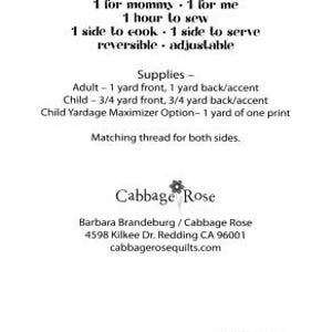 Bake Sale Apron Pattern - Barbara Brandeburg - Cabbage Rose - Adult ...