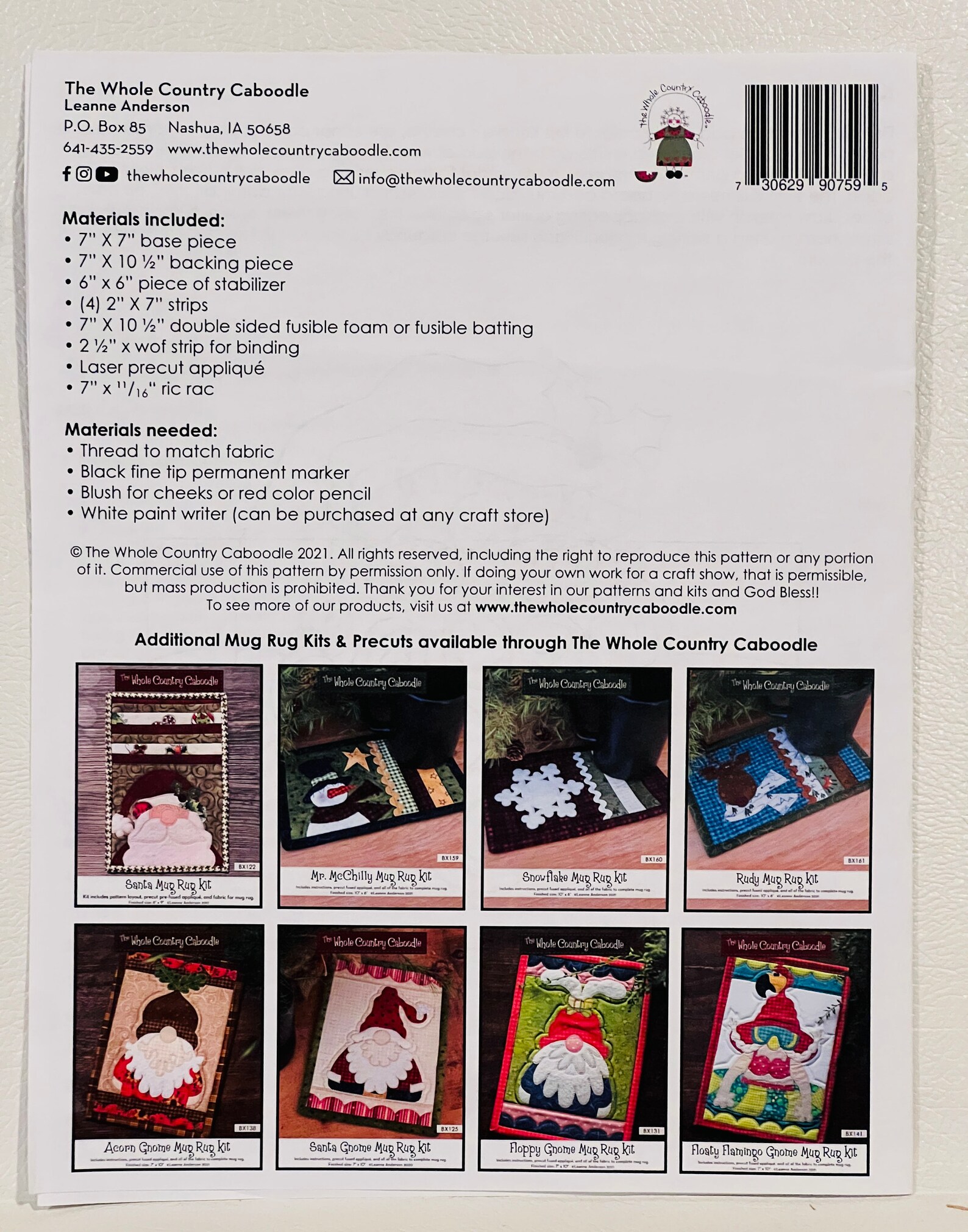 Kris Kringle Mug Rug Kit - the Whole Country Caboodle - Includes ...