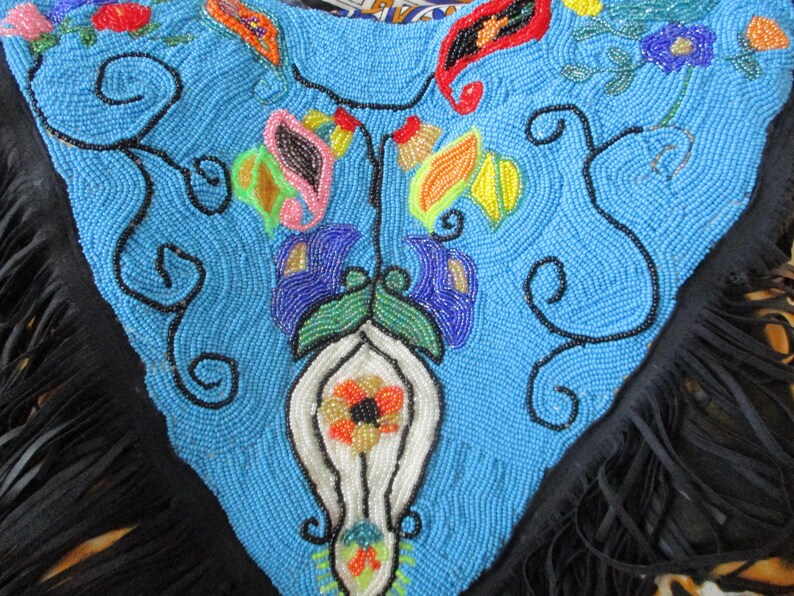 Vintage Native American Beaded Buckskin Yoke, Collar or Mantle ...