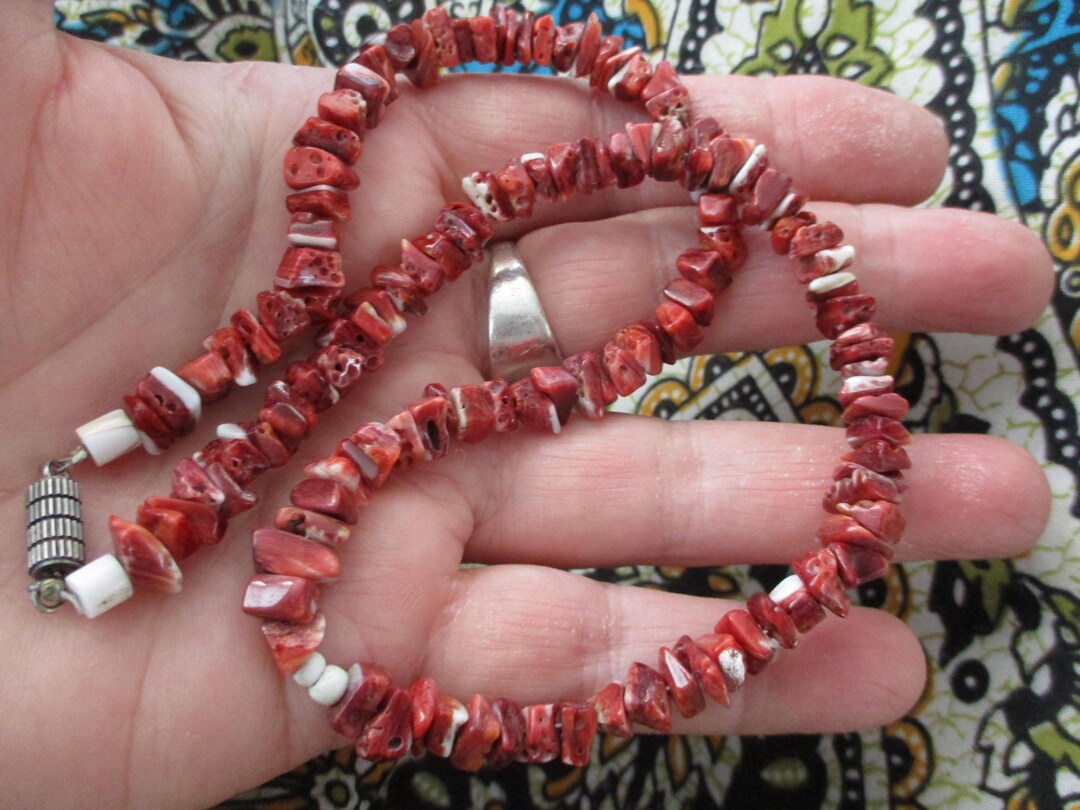 Vintage Natural Red Sea Coral Necklace or Choker, !8 Inches, USA Seller ...
