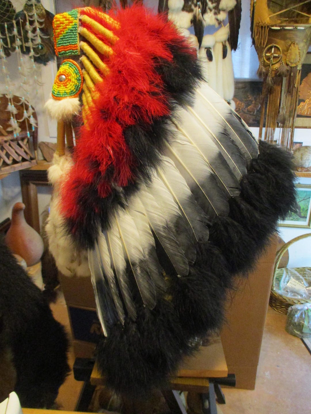Vintage Choctaw Warbonnet, Headdress, Signed, Native American Navajo ...