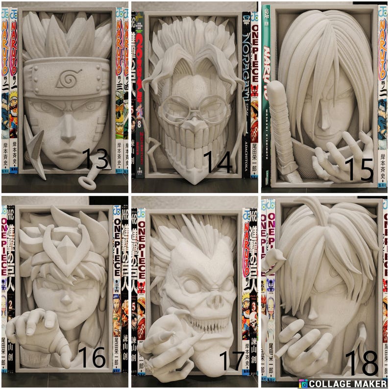 Manga and Anime Themed 3D Printed Book Nook/wall Bust – Fantasy Scifi ...